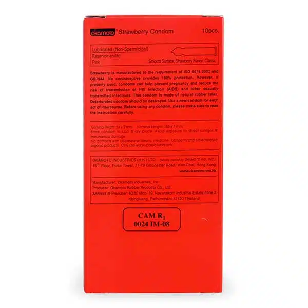 Bao cao su Okamoto Skinless Skin Strawberry hương dâu | DrLoves