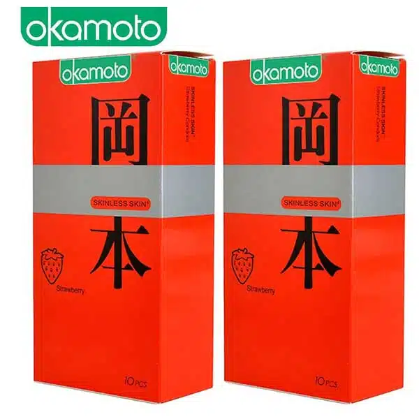 Bao cao su Okamoto Skinless Skin Strawberry hương dâu | DrLoves