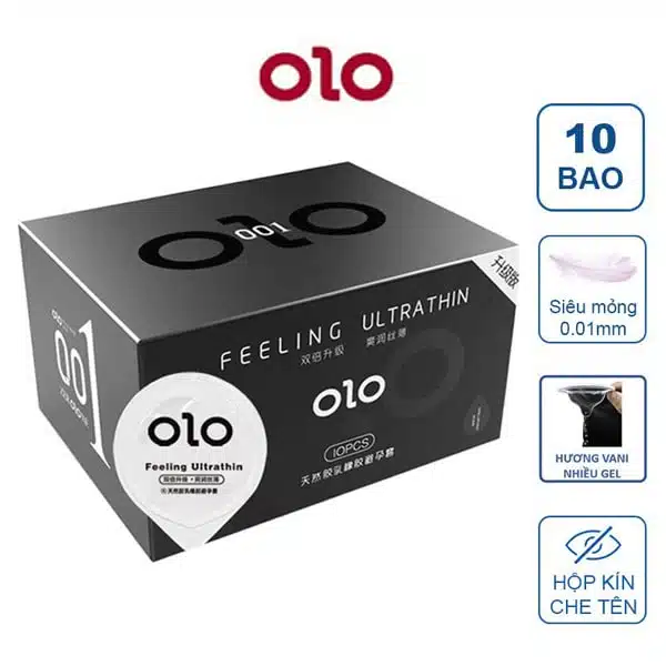Bao cao su OLO 0.01 Feeling Ultrathin đen hương Vani dễ chịu